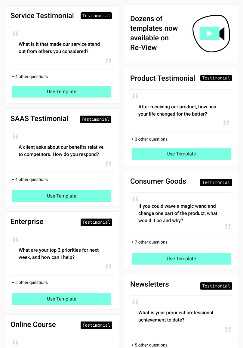 Text and Video Testimonials